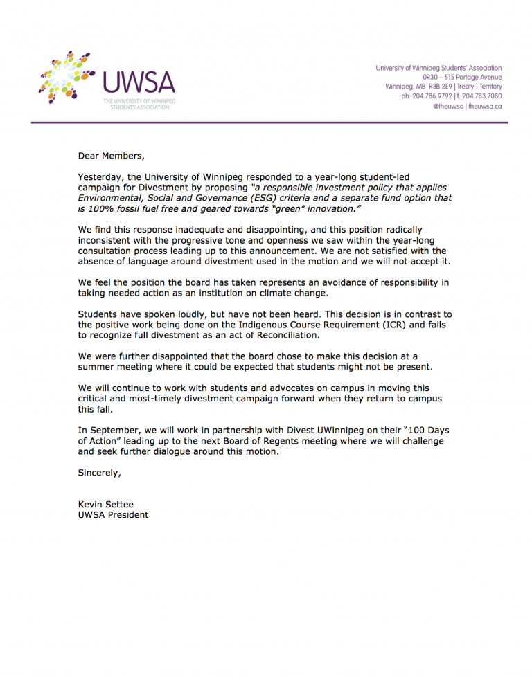 UWSA’s Member Statement « The UWSA